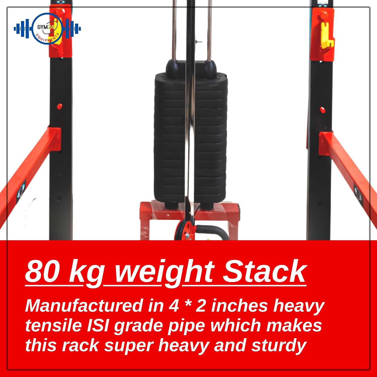 Power Squat Rack With Single Pully Cable Cross Home Gym Setup Size With ...
